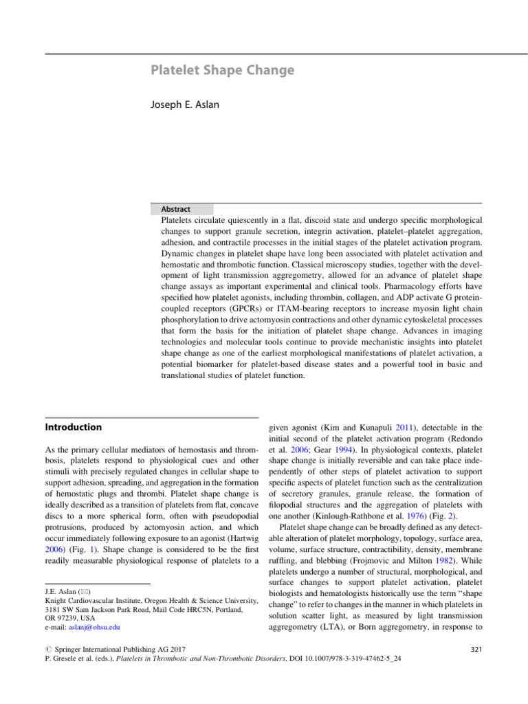 Platelet Shape Change | PDF