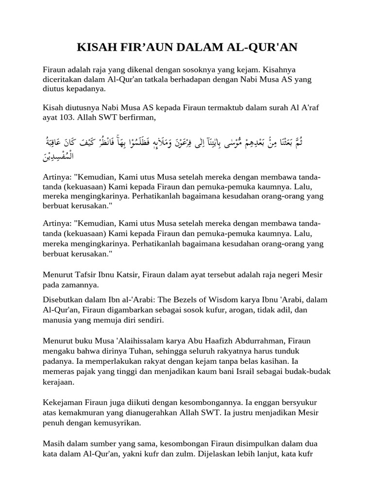 Kisah Firaun Dalam Al | PDF
