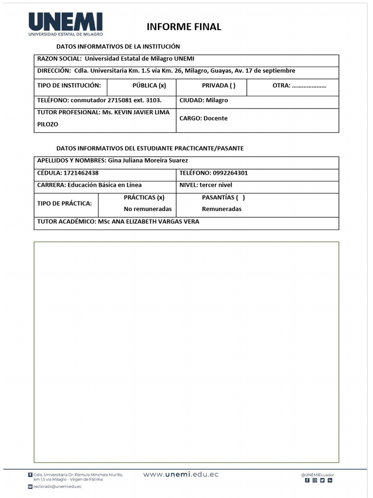 Informe Final Practicas PP | PDF | Enseñando | Metodología de encuesta