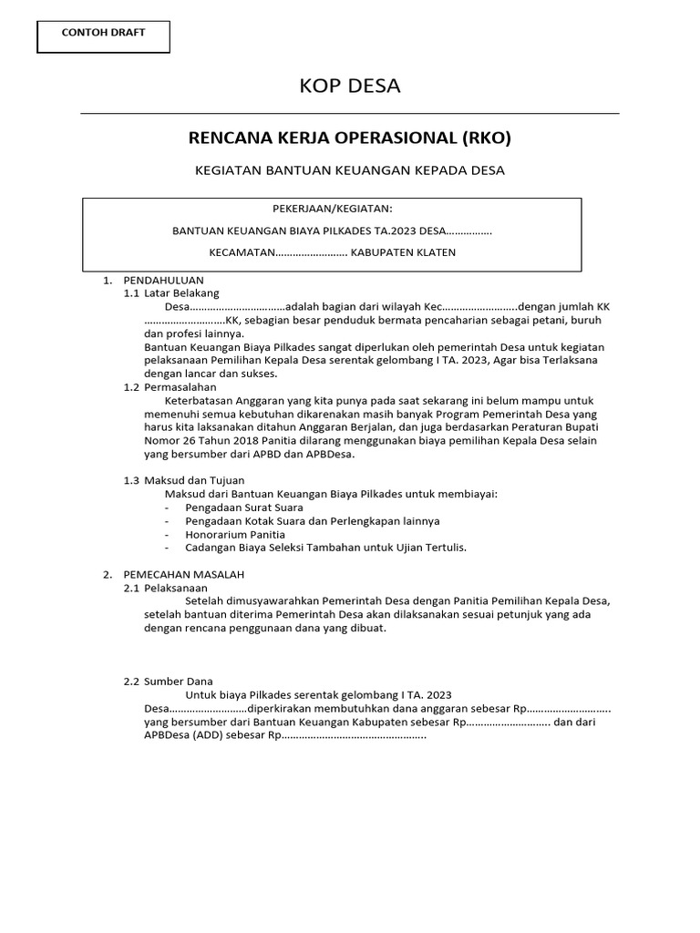 Rko Dan Pernyataan Bankeu Pilkades | PDF