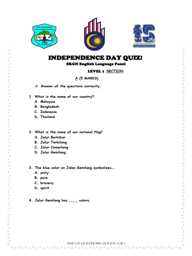 Independence Day Quiz Tahap 1 | PDF