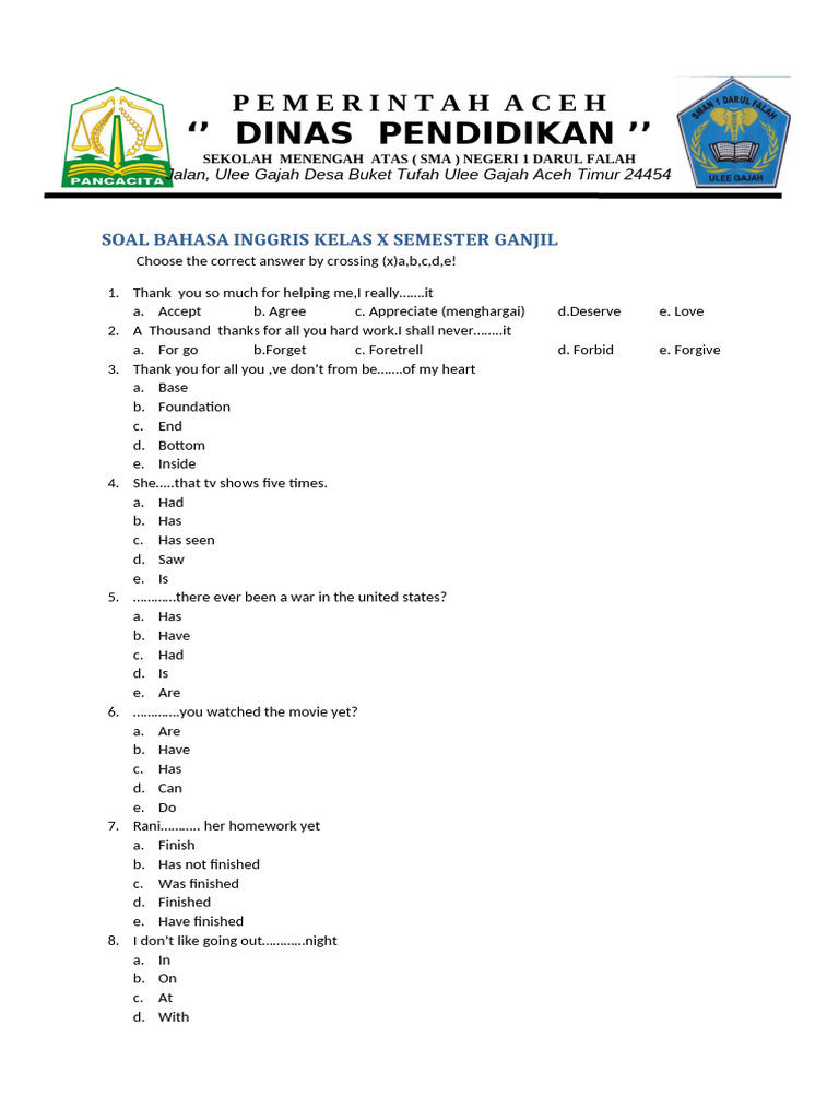 soal b inggris kls x | PDF