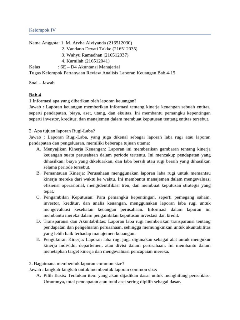 Tugas Review ALK - Kelompok 3 (Bab 4-15) | PDF