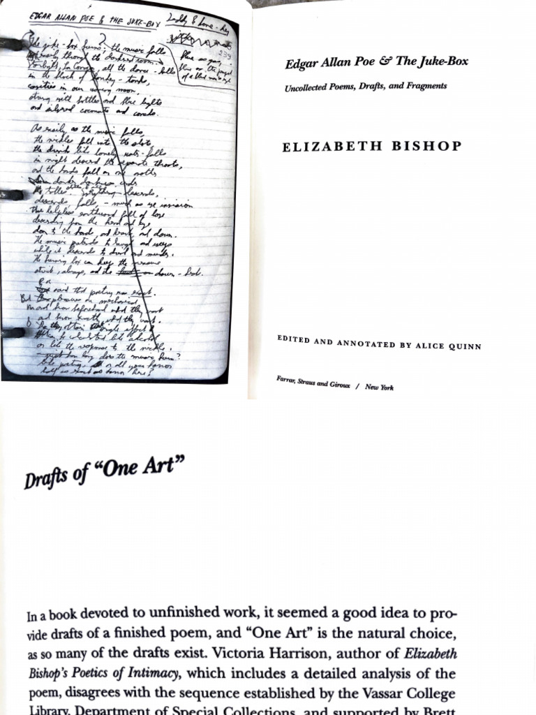 Excerpted Drafts of One Art by Elizabeth Bishop | PDF