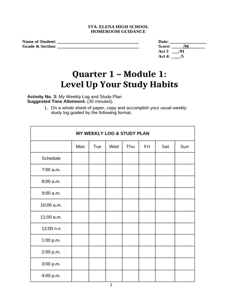 HG Q1 Mod1 Activities G8 | PDF