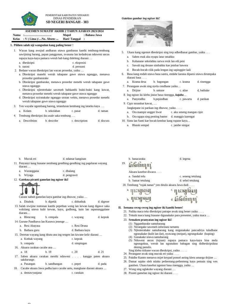 SOAL SAS B JW kls 5 | PDF
