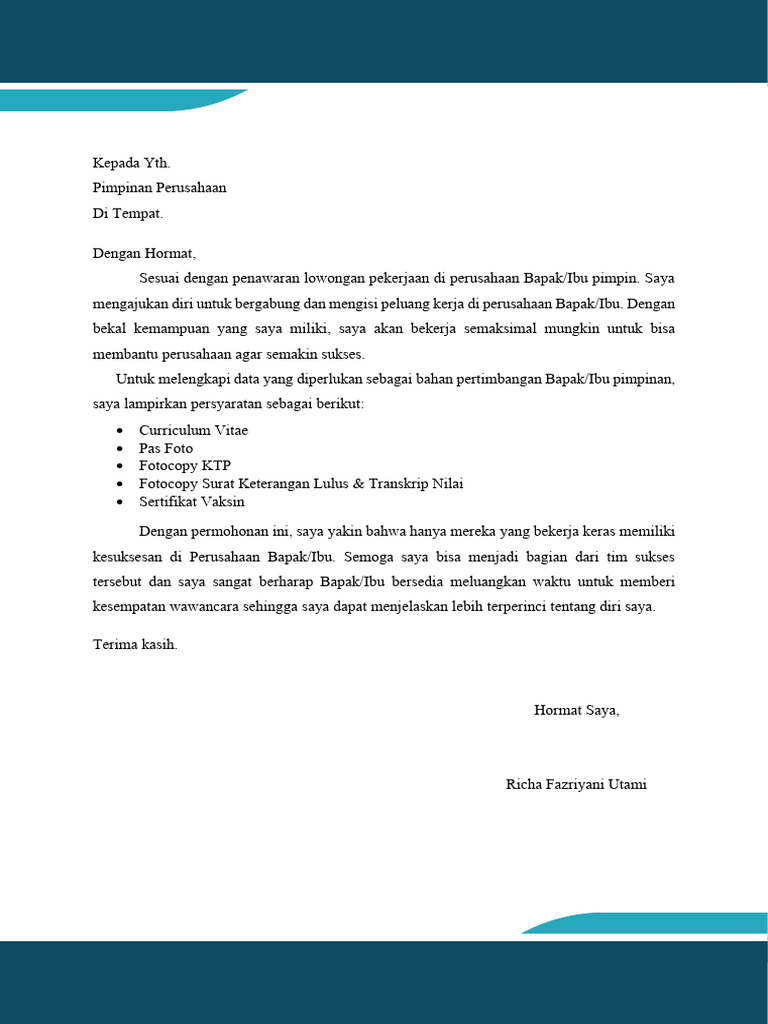 CV Richa Fazriyani Utami - Compressed | PDF