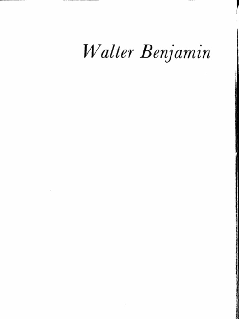 Walter Benjamin - One Way Street | PDF