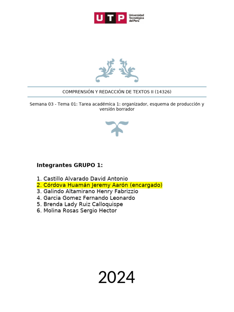 Semana 04 - Tema 01 Tarea - Tarea Académica 1 (TA1) | PDF