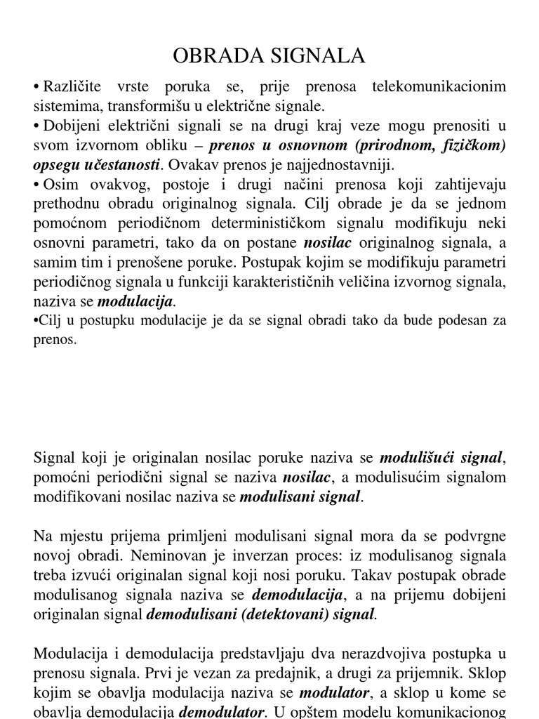 Obrada I Prenos Signala | PDF