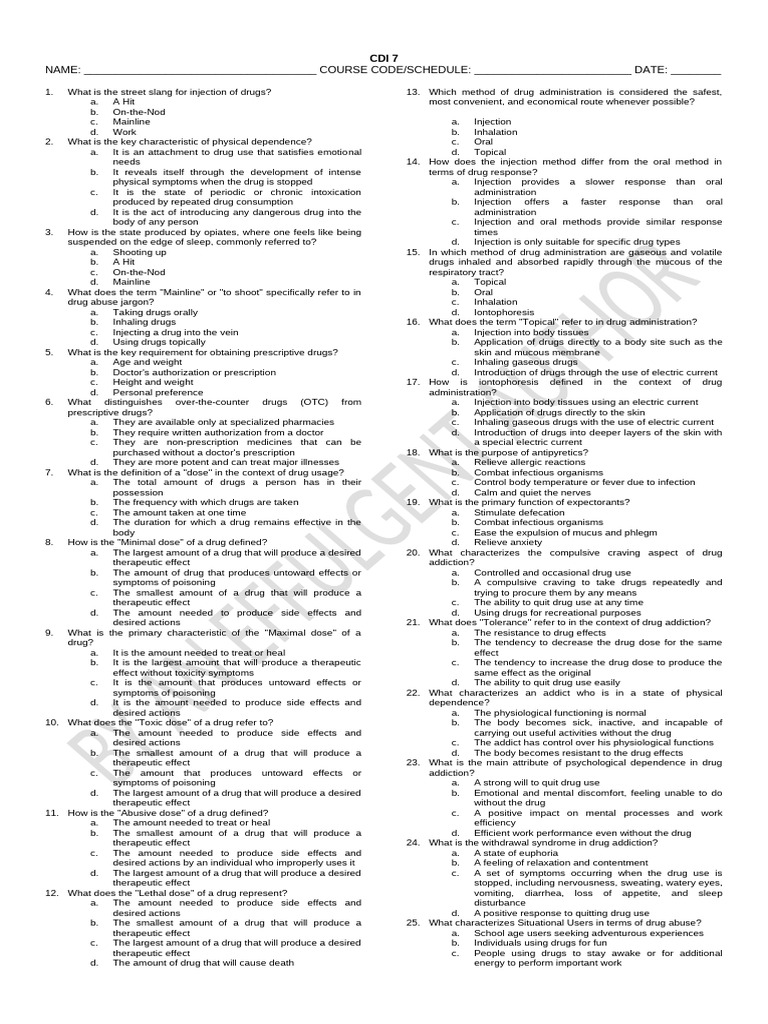 Cdi 7 Quiz | PDF