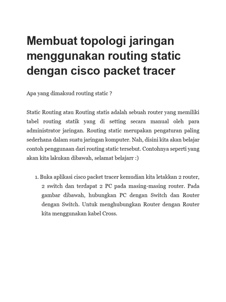 Membuat Topologi Jaringan Menggunakan Routing Static Dengan Cisco ... Membuat Topologi Jaringan Menggunakan Routing Static Dengan Cisco ...