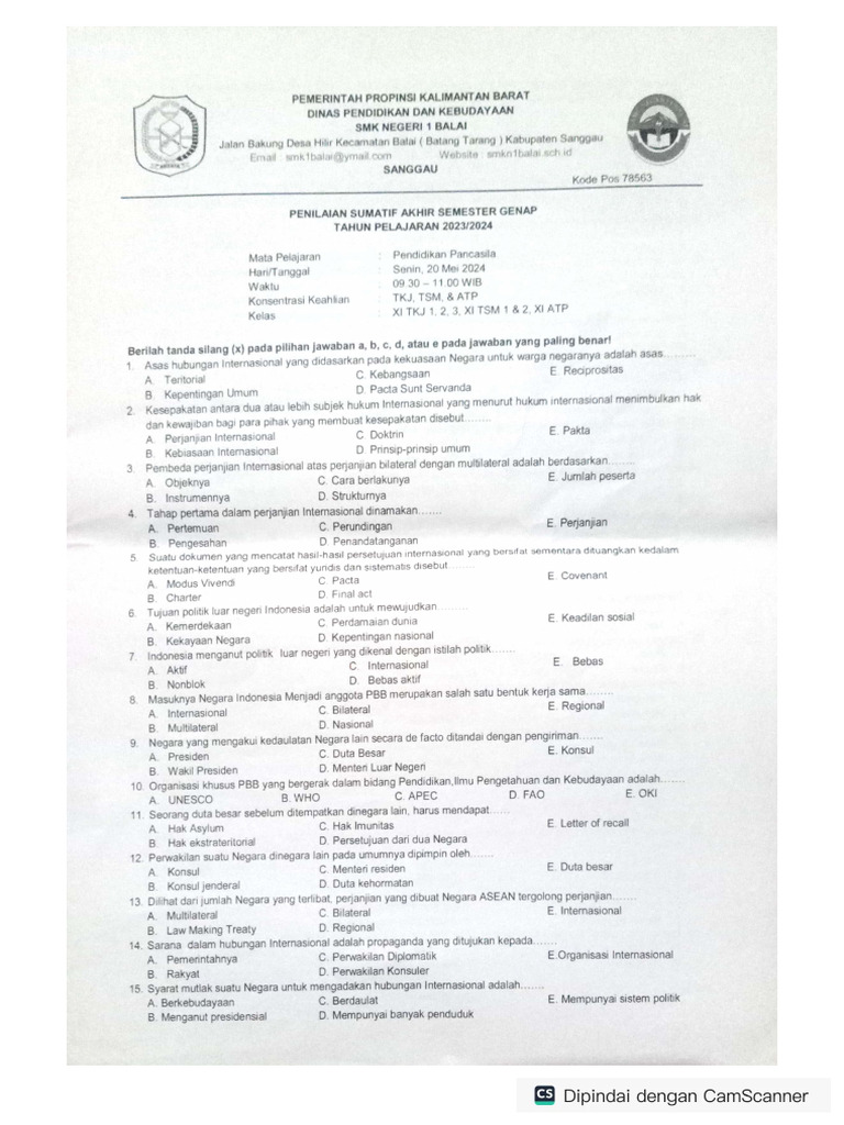 Soal Remedial Pendidikan Pancasila | PDF