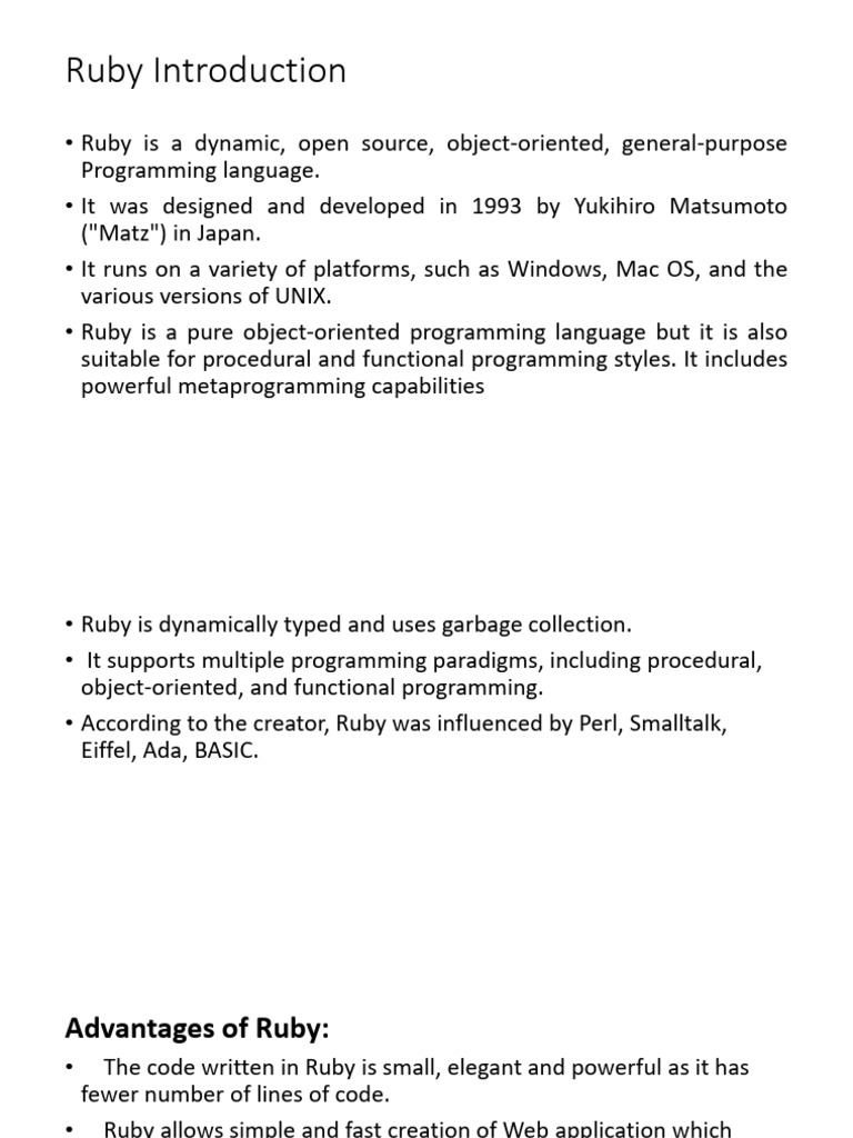 unit-1-Ruby Introduction | PDF