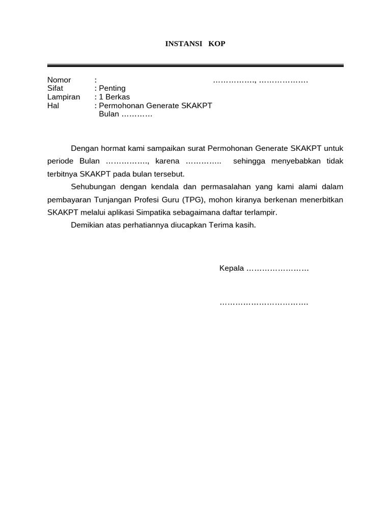 Form - Permohonan Generate SKAKPT. Z | PDF