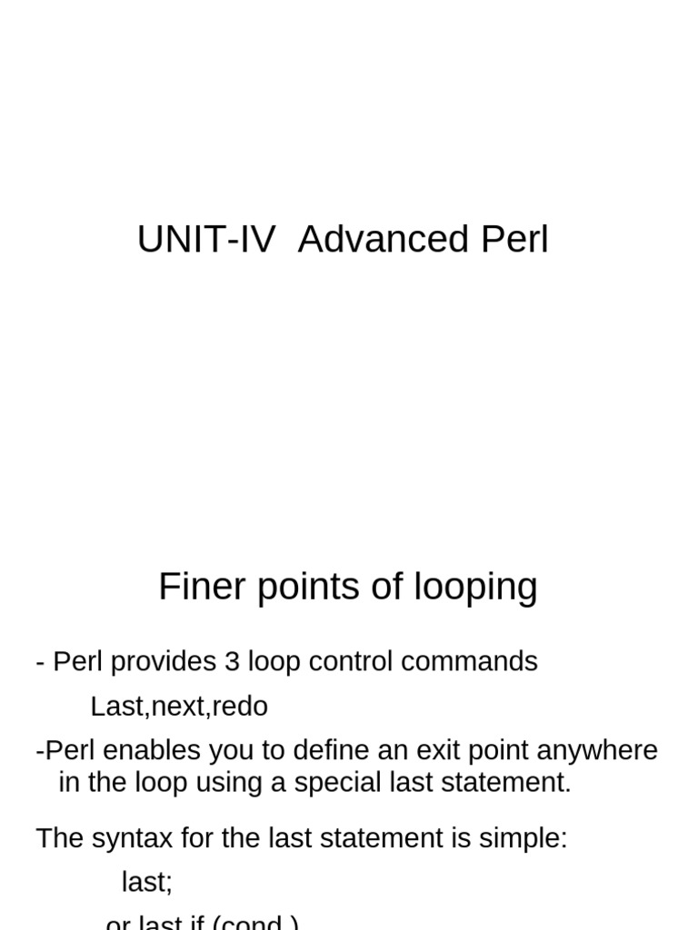 Unit IV PERL | PDF