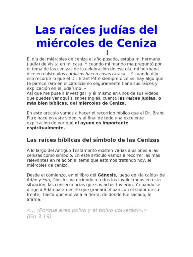 Las Raíces Judías Del Miércoles de Ceniza | PDF