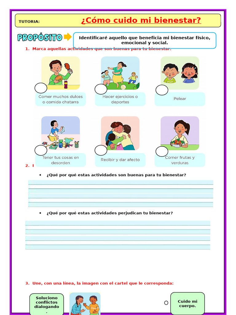 U5 S1 Ficha D5 Tutoría Cuido Mi Bienestar | PDF