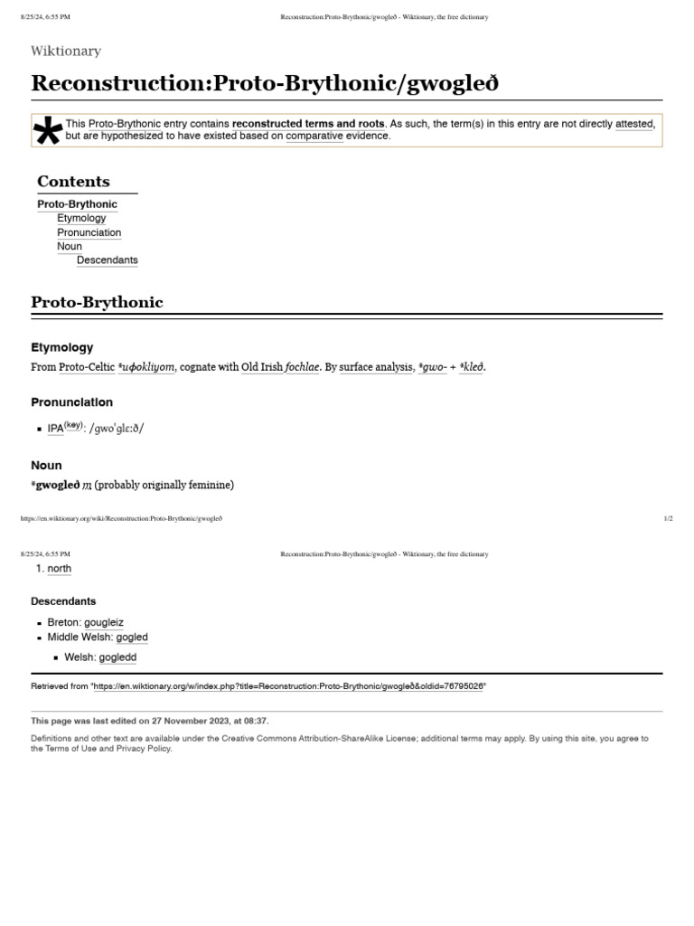 Reconstruction - Proto-Brythonic - Gwogleð - Wiktionary, The Free ...