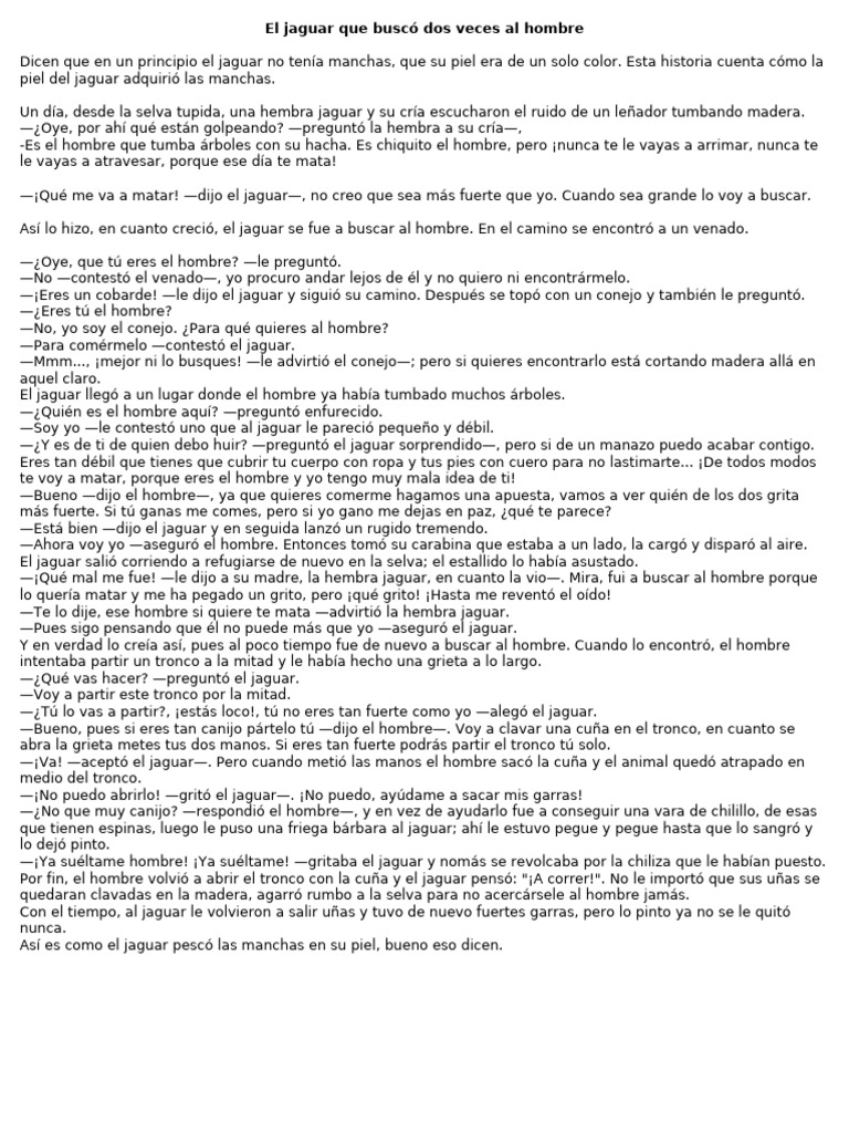 Cuento El Jaguar | PDF