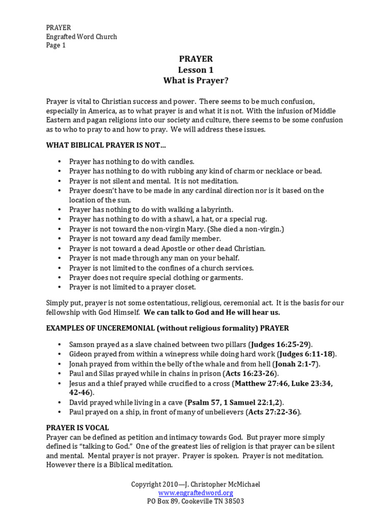 PRAYER_Lesson_PodSchool-Christian_Bible_Lesson | PDF