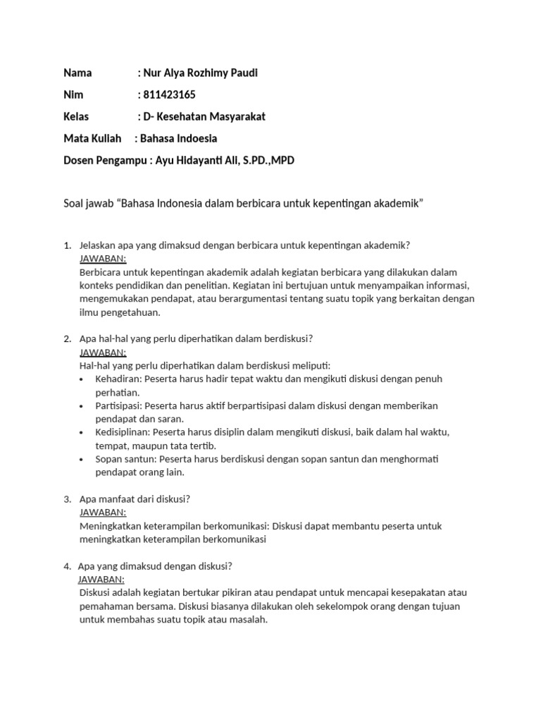 Tugas - B.Indonesia - Nu Alya | PDF