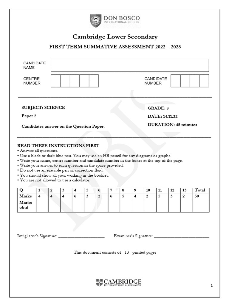 SA1 Grade 8 Science P 2 QP | PDF