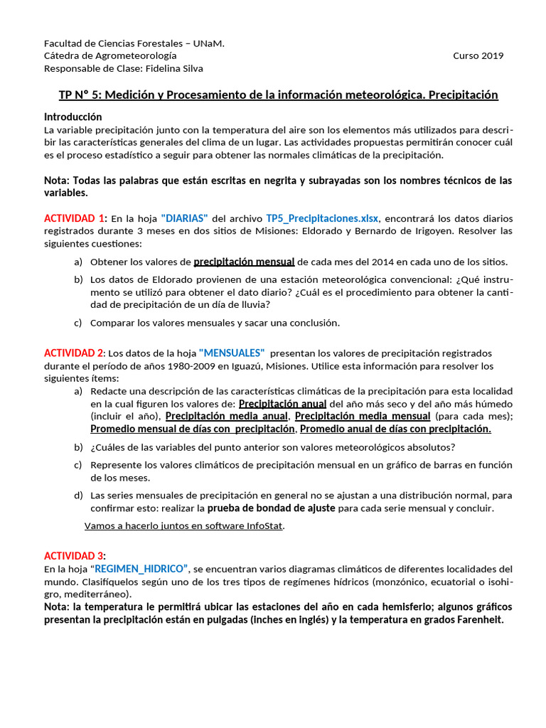 TP5 Precipitacion 2019 Nueva | PDF