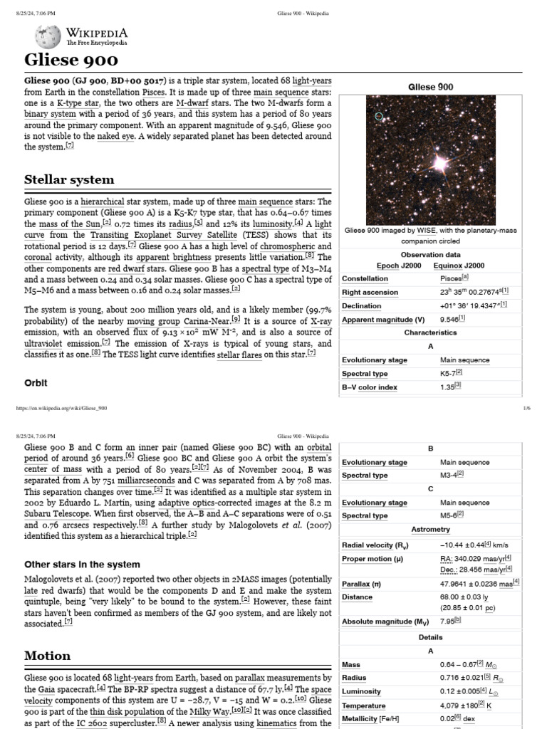 Gliese 900 - Wikipedia | PDF