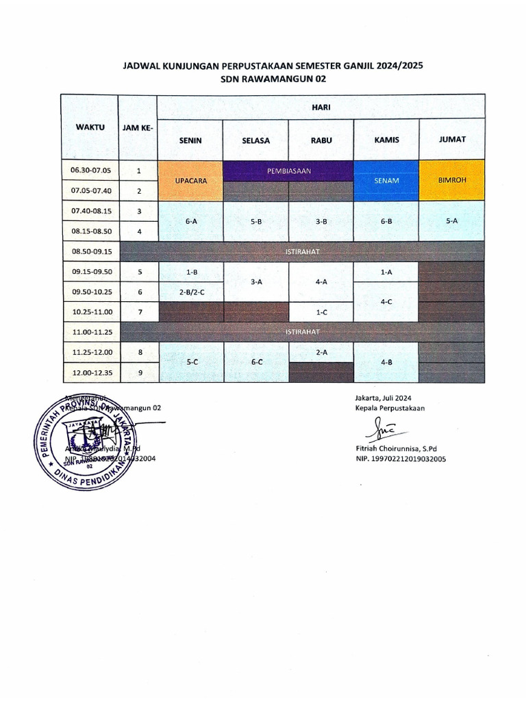Jadwal Kunjungan Perpustakaan | PDF