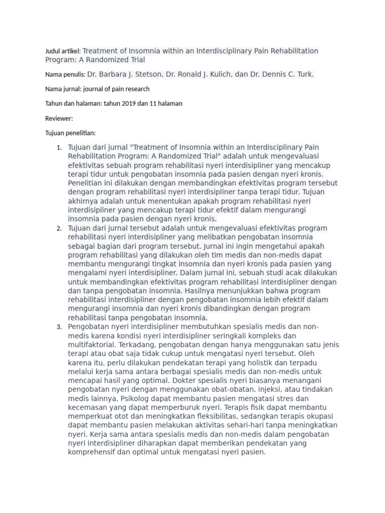 Review Jurnal Insom | PDF