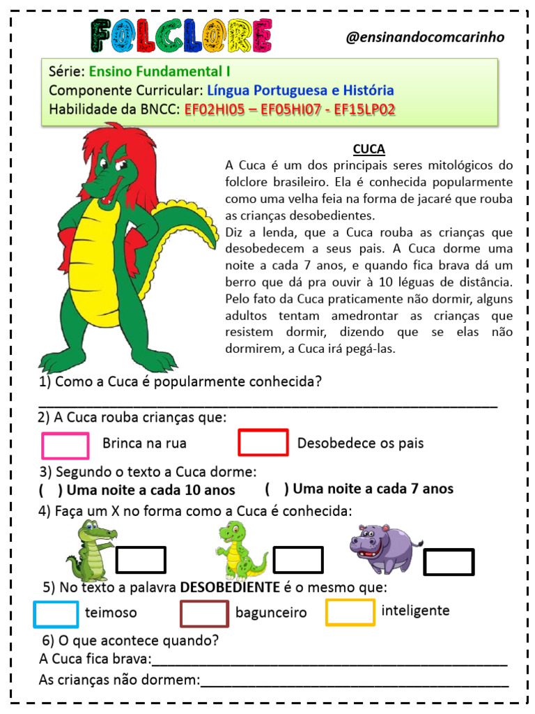 Atividade Cuca Do Folclore | PDF
