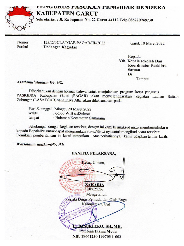 Surat Undangan Lasatgab Kec Samarang | PDF