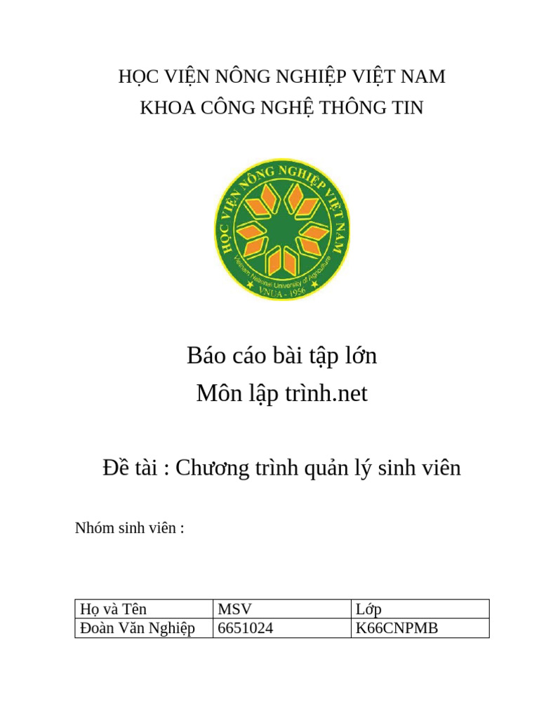 Báo Cáo Project Winform C Net Nhóm 17 Pdf