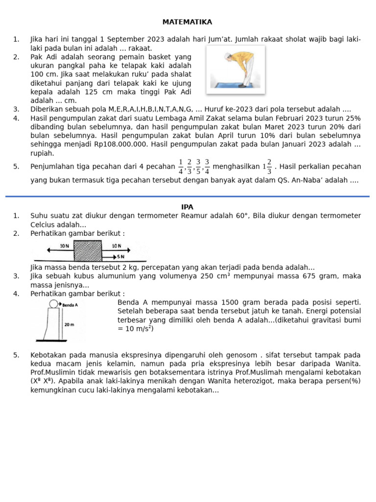 Soal Seleksi 2 Mtk-Ipa-Ips | PDF