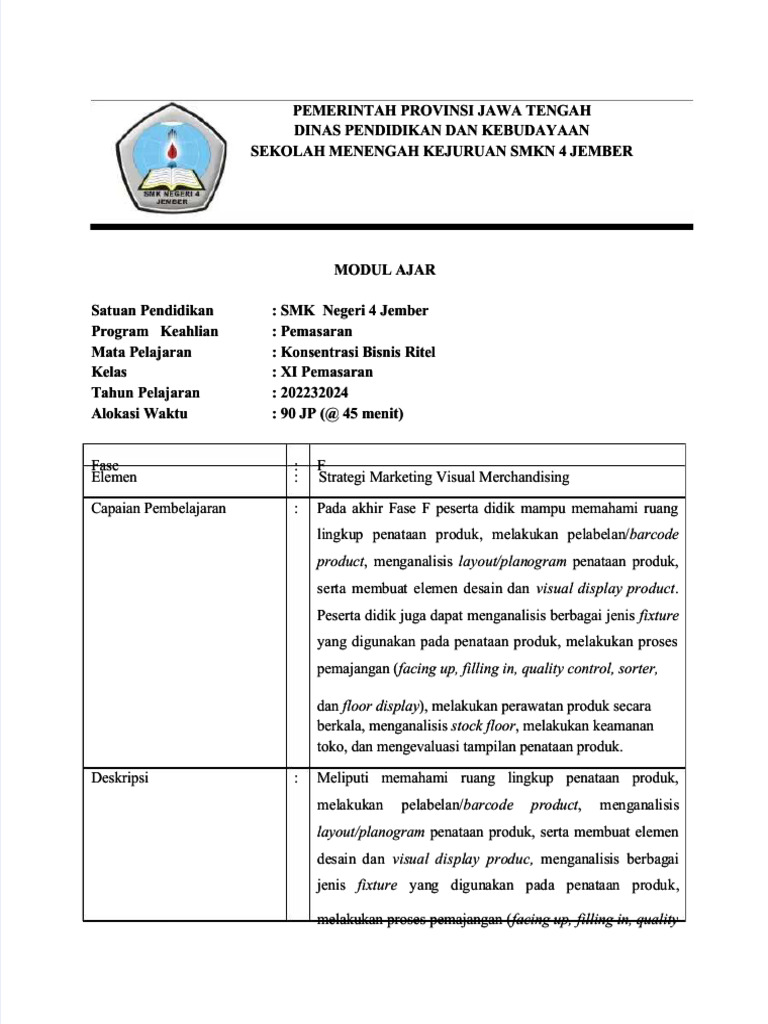 PDF Modul Ajar Visual Merchandising - Compress | PDF