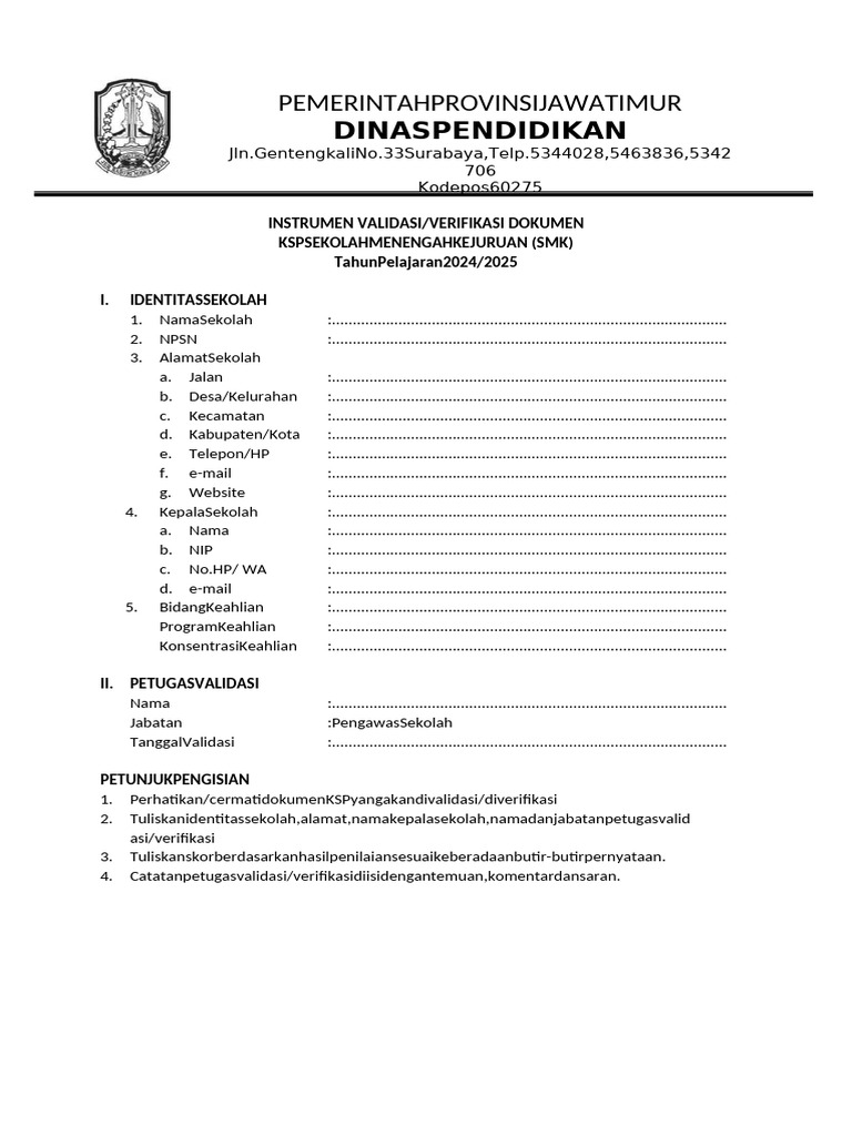 Instrumen Validasi KSP BY NAME | PDF