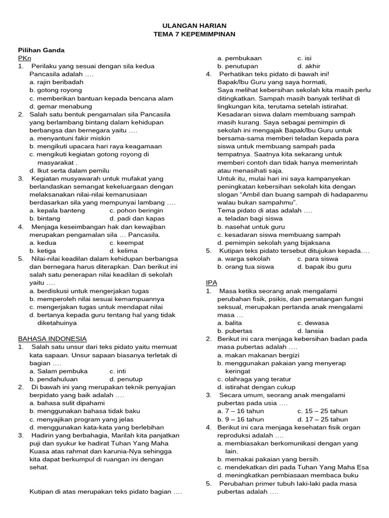 Ulangan Harian | PDF