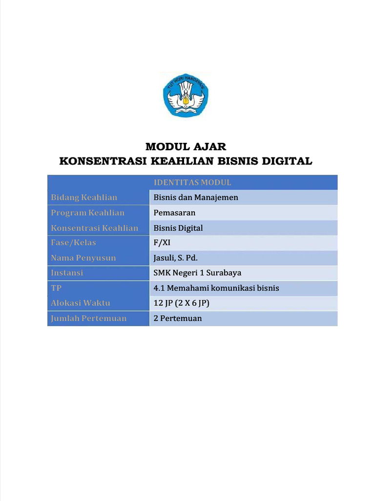 PDF Modul Ajar Bisnis Digital Memahami Komunikasi Bisnis Fase F ...