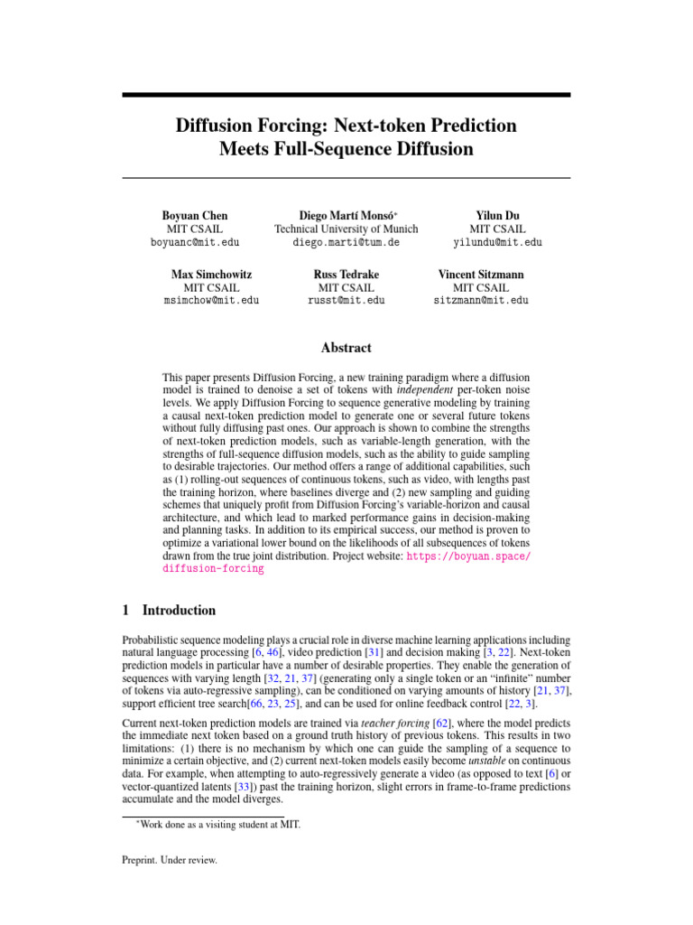 Diffusion Forcing: Next-Token Prediction Meets Full-Sequence Diffusion ...