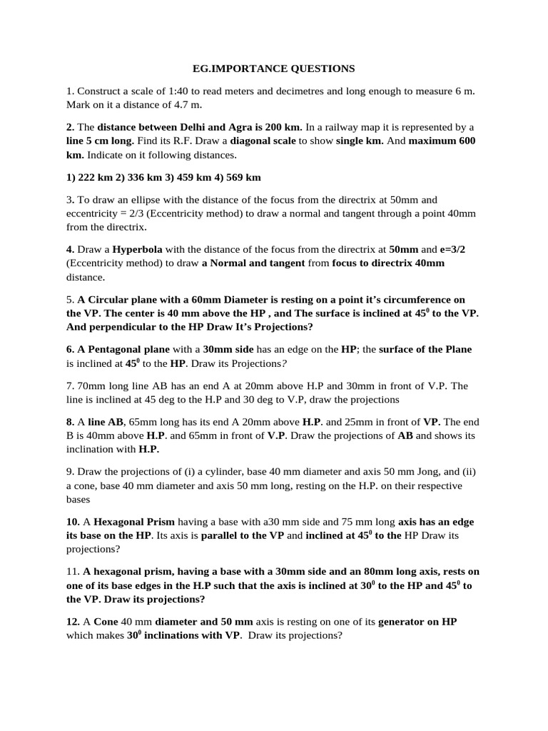 Eg Importance Questions | PDF | Perpendicular | Geometric Shapes