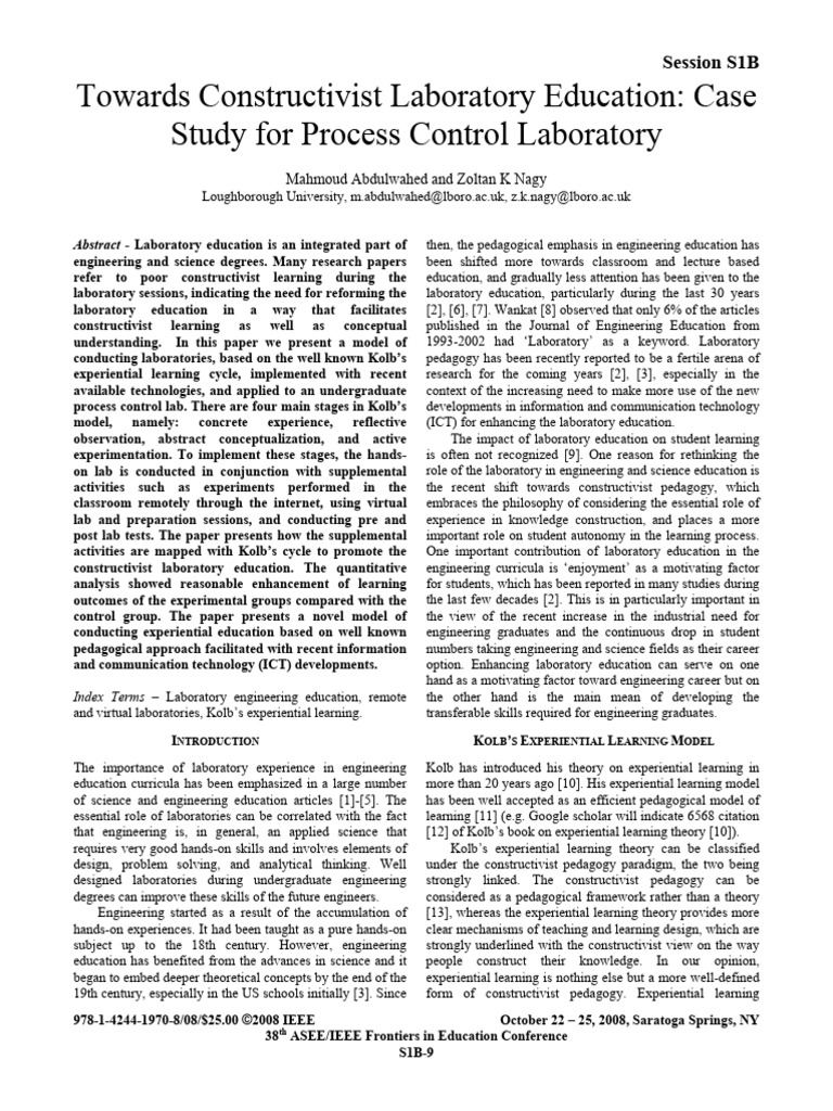 Abdulwahed, Nagy - 2008 - Towards Constructivist Laboratory Education Case Study For Process ...