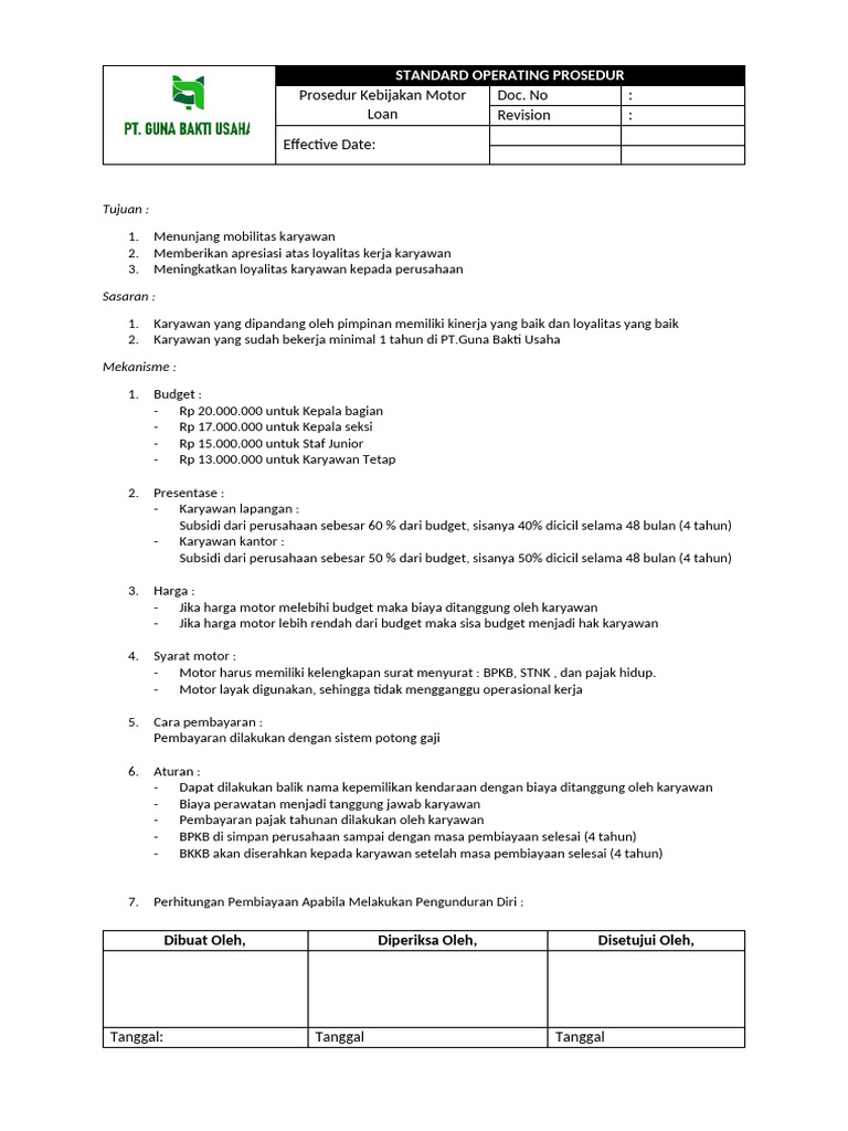 Sop Motor Loan | PDF