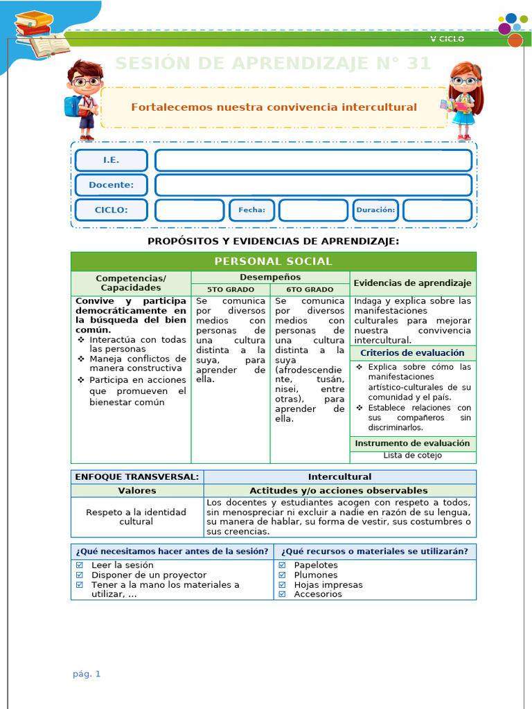 Sesiones de Aprendizaje - Semana 4 - UD VI - Editora Quipus Perú | PDF