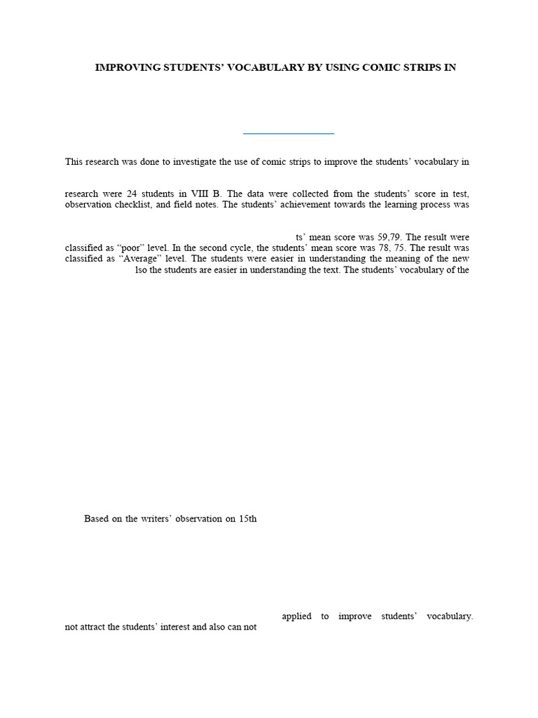 Improving Students' Vocabulary by Using Comic Strips in Teaching ...