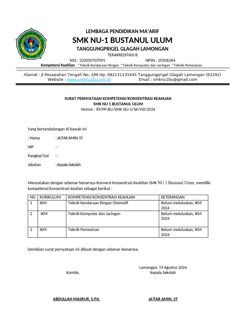 Format Bukti Komli | PDF
