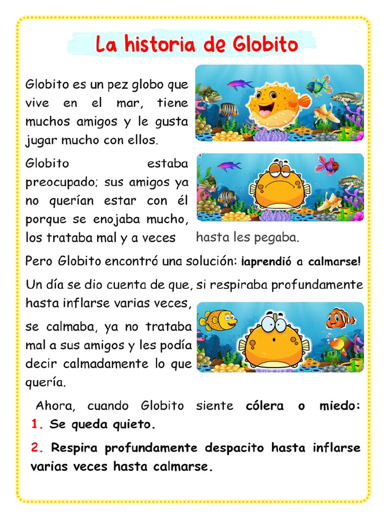 Ficha Tutoria Globito El Pez Que Se Infla para Calmarse | PDF