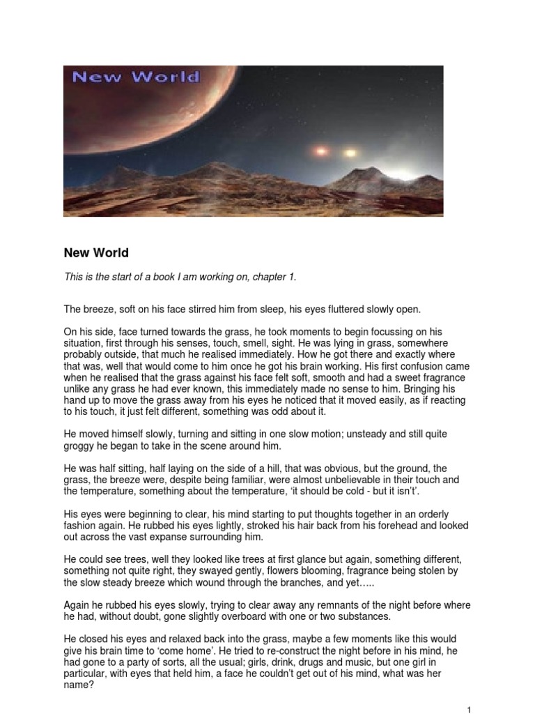 New World: This Is The Start of A Book I Am Working On, Chapter 1 | PDF ...