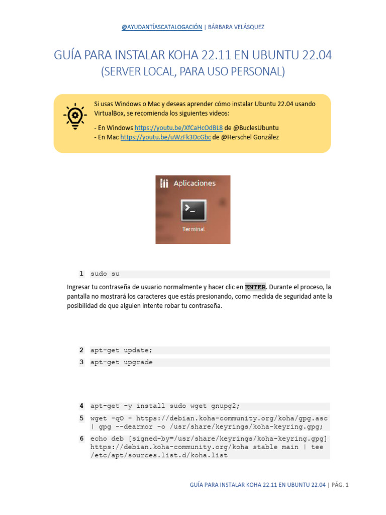 Comandos para instalar Koha | PDF