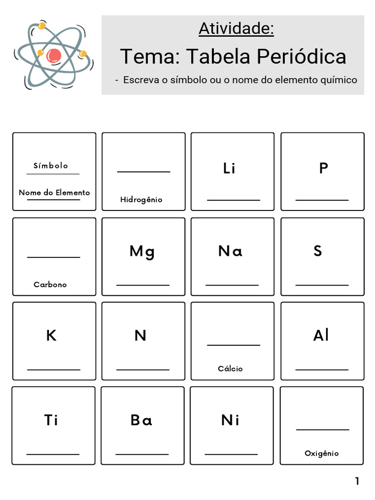 Atividade Tabela Periodica Pdf 4721